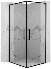 Rea Abra Matte, 2-křídlový sprchový kout 90 (dveře) x 90 (dveře) x 195 cm, 6mm čiré sklo, černý profil, REA-K5502