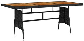 Zahradní stůl černý 160 x 70 x 72 cm polyratan a masivní akácie 318694