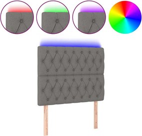 Čelo postele s LED tmavě šedé 90x7x118/128 cm textil 3122743
