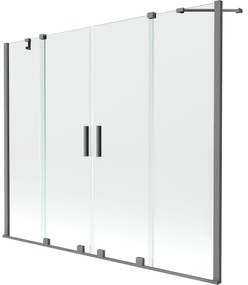 Mexen Velar Duo, posuvná 2-křídlová vanová zástěna 170x150 cm, 8mm čiré sklo, grafitová, 896-170-000-02-95