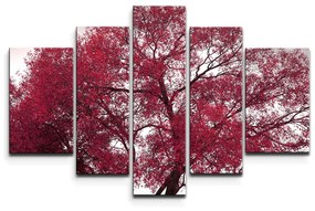 Sablio Obraz - 5-dílný Červený strom - 125x90 cm