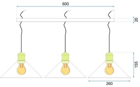 Toolight Závěsná stropní svítilna Porto 3CP černá