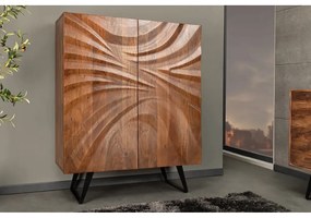 Massive home | Vysoká komoda HURRICANE 120cm 3D akátové dřevo hnědá