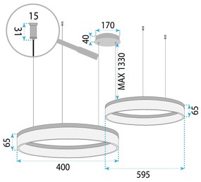 Toolight Závěsné LED osvětlení E35 LHJ048-CP2 zlaté