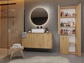 Koupelnový sloupek s košem na prádlo NEL 1K DD dub artisan