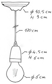 creative cables Závěsná lampa s textilním kabelem a barevnými detaily z porcelánu Barva: Světle modrá