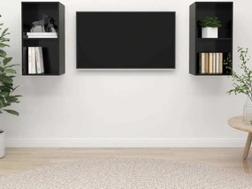 vidaXL Nástěnné TV skříňky 2 ks dřevotříska [3079844] Barva: černá s vysokým leskem