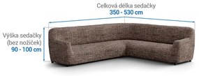 Bielastické potahy VITTORIA hnědá rohová sedačka (š. 350 - 530 cm)