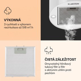 Klarstein Barella, digestoř, 35 cm, 519 m³/h, LED, bílý