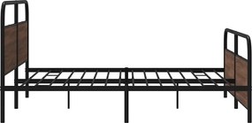 Kovový rám postele bez matrace hnědý dub 200 x 200 cm 3318668