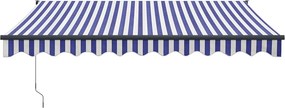 Zatahovací markýza modrá a bílá 3,5 x 2,5 m textil a hliník 3154447