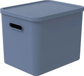 Rotho Úložný box, rovný s víkem, 27l, modrá ALBU LIGHT, 37x29x30