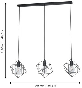 Eglo 43361 - Lustr na lanku STRAITON 3xE27/60W/230V