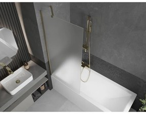 Mexen Next, vanová zástěna 1-křídlová 80 x 150 cm, fixní křídlo, 6 mm námraza sklo, zlatý profil, 895-080-000-00-30-50
