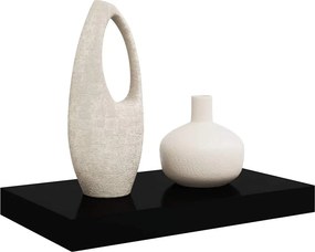 Plovoucí nástěnná police černá vysoký lesk 40 x 23,5 x 3,8 cm MDF 323763