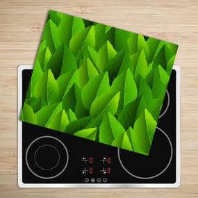 Skleněné deska do kuchyně Zelené listy 60x52 cm