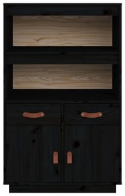 Skříň highboard černá 67 x 40 x 108,5 cm masivní borové dřevo,  820161
