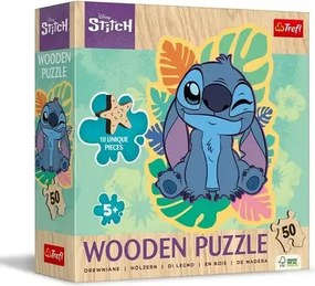 TREFL Dřevěné obrysové puzzle Stitch / 50 dílků / 22,4 x 28 cm / od 5