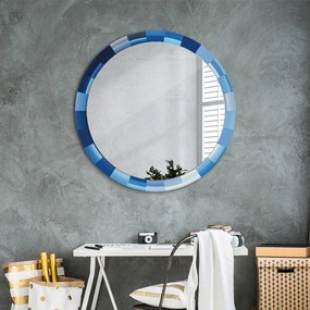Kulaté dekorativní zrcadlo Modrý abstrakt fi 90 cm