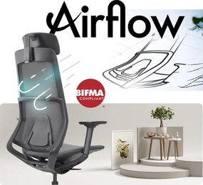 Ergonomická síťovaná kancelářská židle MOSH Airflow 406 – béžová