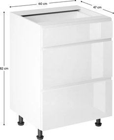 Spodní skříňka, bílá/bílá extra vysoký lesk HG, AURORA D60S3