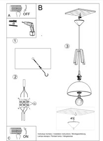 Sollux Lighting Závěsné svítidlo CASCO černé/přírodní dřevo