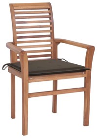 vidaXL Jídelní židle 2 ks taupe podušky masivní teak
