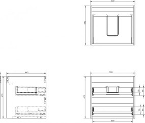 Mexen Box-A, závěsná skříňka 50 cm, 2 zásuvky, ořech, 91AX0-0500-470-2-86