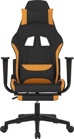 Herní židle s podnožkou černá a oranžová textil 3143747
