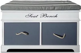 Dřevěná lavice s polštářem SEAT BENCH 2 NEW, šedá, bílá