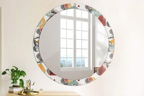 Kulaté dekorativní zrcadlo Abstrakce s ptáky fi 100 cm
