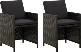 vidaXL Zahradní židle 2 ks s poduškami polyratan [316755] Barva: Černá