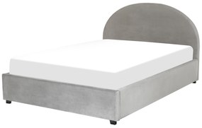 Sametová postel s úložným prostorem 160 x 200 cm šedá VAUCLUSE Beliani