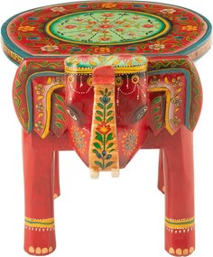 Dřevěný barevný stůl / stolička slon Mumbai mango wood - 48*35*36 cm