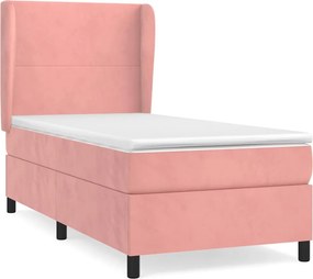 Box spring postel s matrací růžová 100x200 cm samet 3129080
