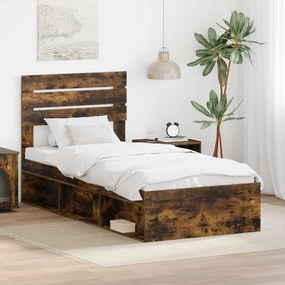 Rám postele Kouřový dub 100 x 200 cm Masivní borové dřevo 3411451