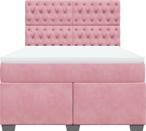 Box spring postel s matrací růžová 160x200 cm samet 3290965