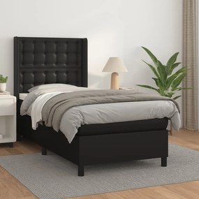 Box spring postel s matrací černá 100x200 cm umělá kůže 3132483