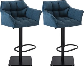 Sada 2 barových židlí Damaso látka černá konstrukce – modrá