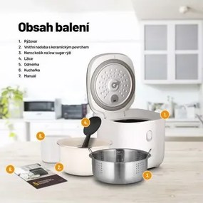 Lauben 3000WT rýžovar / režim snížení hladiny cukru / 6 programů / 3 L