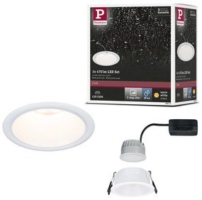 Paulmann 94872 LED Cole, bodovka v bílé úpravě, 1x6,5W LED 2700K tříkrokové stmívání, prům. 8,8cm, IP44