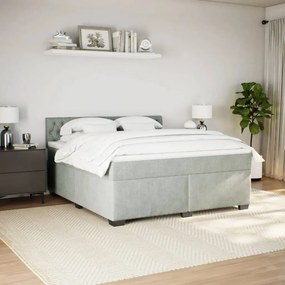 Box spring postel s matrací světle šedá 180x200 cm samet 3286384