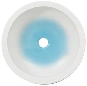 Umyvadlo na desku bílé a modré kulaté Φ 41 x 14 cm keramika