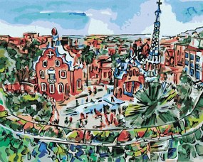 zuty zuty - malování podle čísel - barevná barcelona, 40x50 cm, plátno