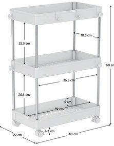 Kondela Pojízdný regál, bílá, ALIOL TYP 1
