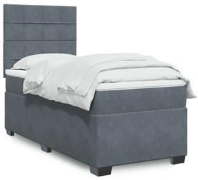 Box spring postel s matrací tmavě šedá 90x190 cm samet 3293087