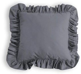 SenLove Dekorační polštář s volánkem ČTVEREC z bavlny Zvolte barvu: Tmavě šedá