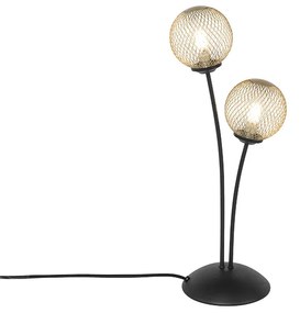 Moderní stolní lampa černá se zlatými 2 světly - Athens Wire