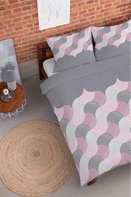 Detexpol Flanelové povlečení 220x200 šedo-růžové geometrické vlny - Pastelové květiny - 5631 B