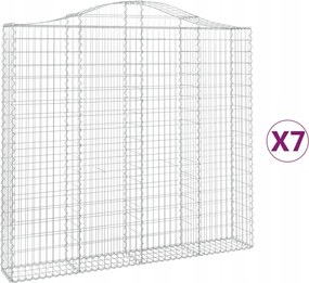 vidaXL Gabionové koše, 7 ks, 200 x 30 x 180/200 cm, galvanizované železo